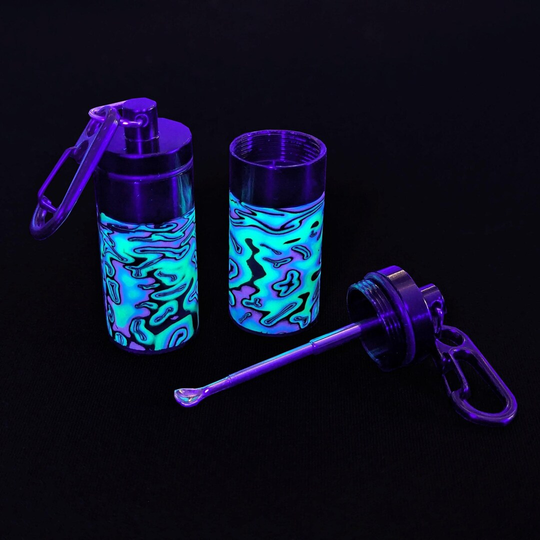 UV Stash Box, Psychedelic Portable Earplug Container, Blue Turquoise ...