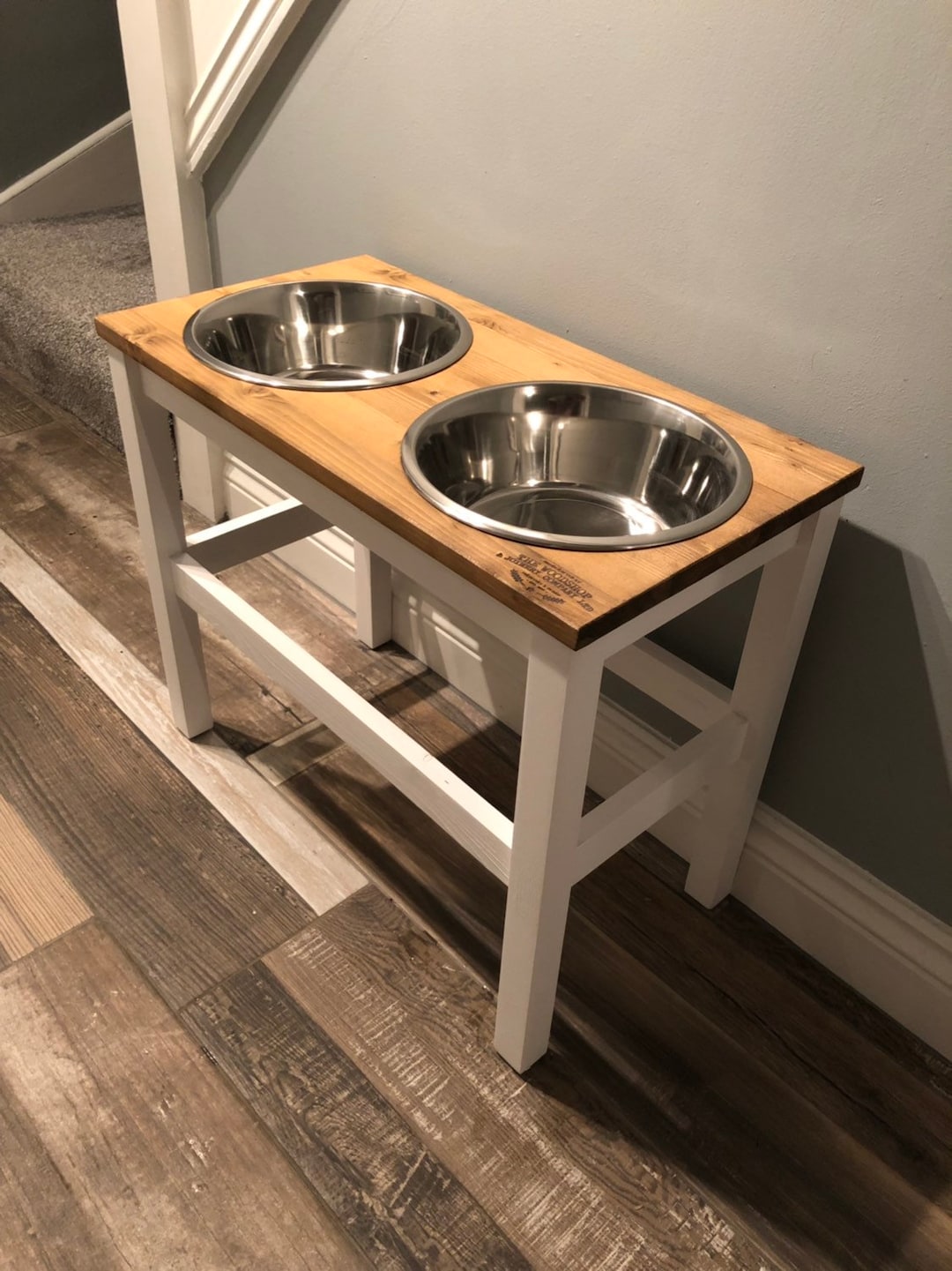 Personalized Extra Large Farmhouse Dog Feeder, Raised Double Bowl Stand ...
