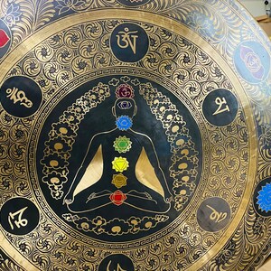 Meditating Yogi With 7 Human Chakra Color Adorned Fancy Tibetan Gong ...