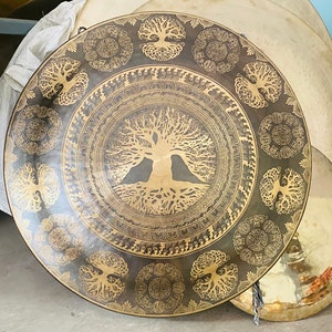 Large Tree of Life Carving Tibetan Gong Nepal-temple Gong-sound Healing ...