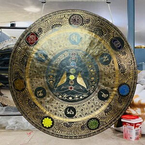 Meditating Yogi With 7 Human Chakra Color Adorned Fancy Tibetan Gong ...