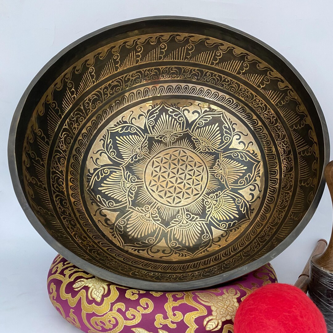 10 Inches Heavy Carving Fancy Bowl- Adorned With Flower of Life ...