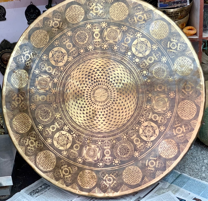 100 Cm Diameter Extra Large Gong Bell-hand Carved Various Art and ...
