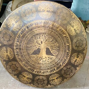 Large Tree of Life Carving Tibetan Gong Nepal-temple Gong-sound Healing ...