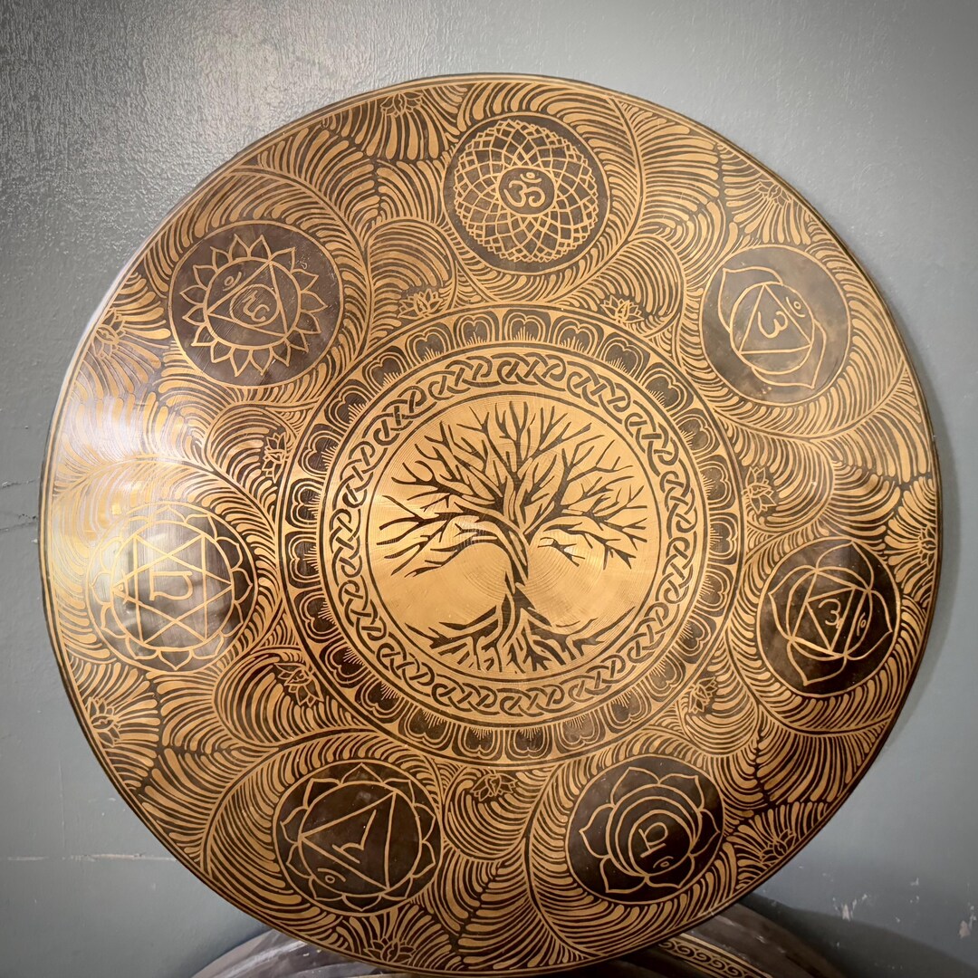 60cm Large Tree of Life Tibetan Gong Bell- Deep Resonating Vibrations ...