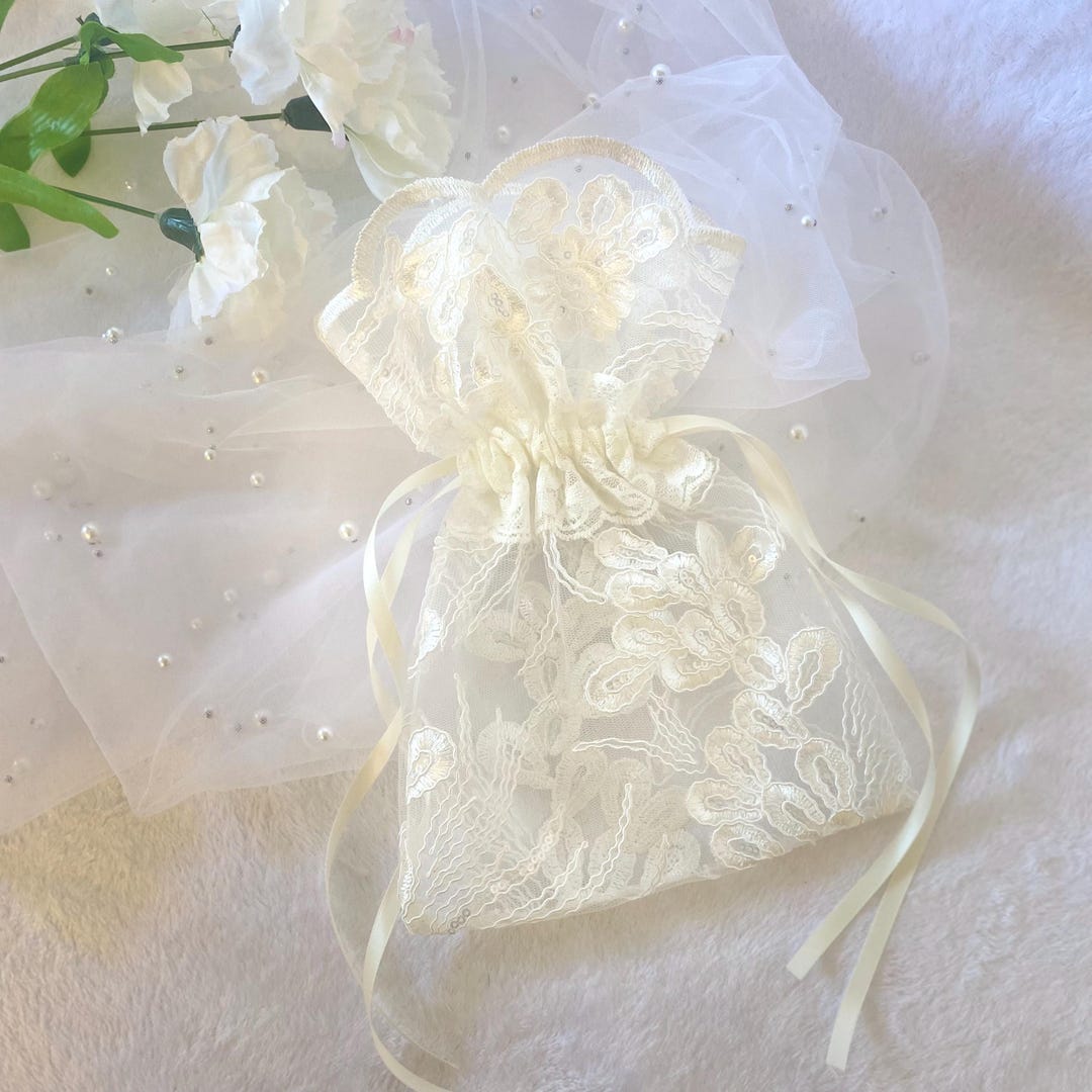 Fancy Ivory Lace Drawstring Pouch for Weddings & Special Occasions ...