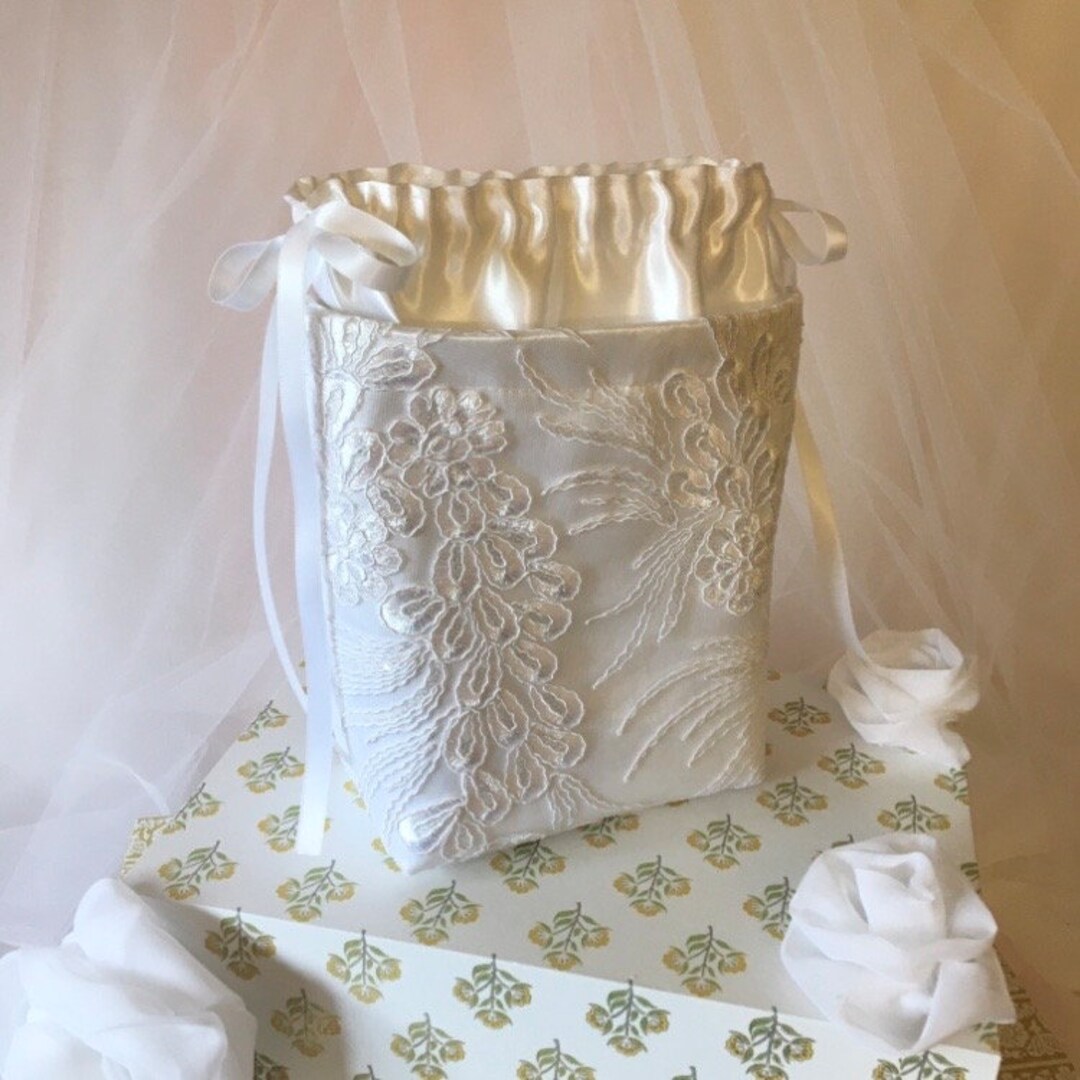 Wedding Card Bag, Medium or Large Size. Satin + Bridal Lace W ...