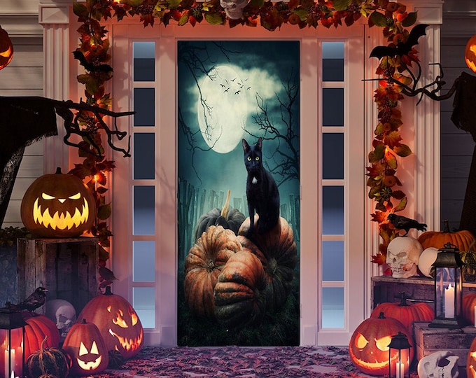 Black Cat Door Decoration - Door Decor - Door Covers - Door Posters ...