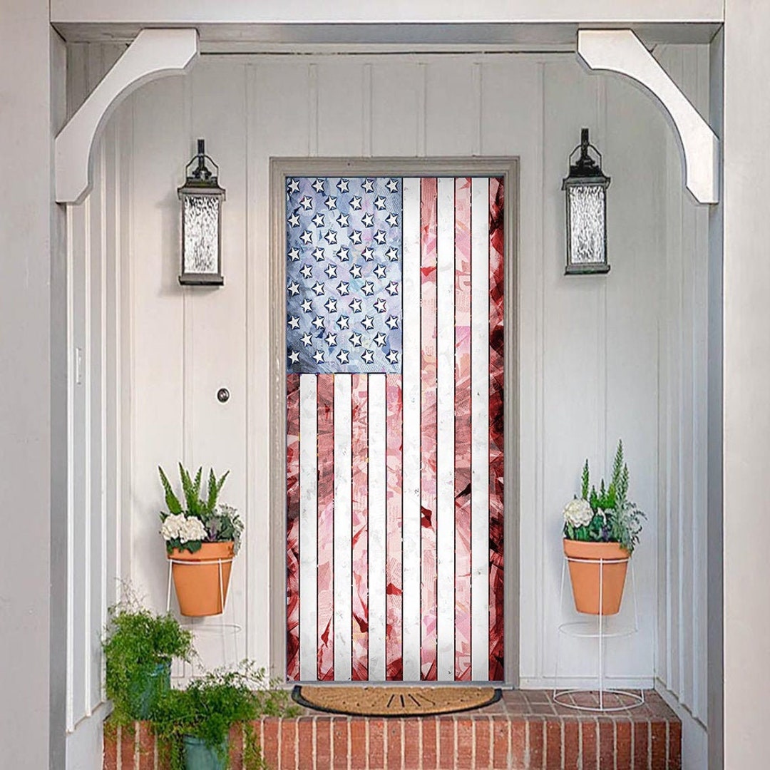 Whitewashed American Flag - Door Decor - Door Covers - Patriotic Door ...