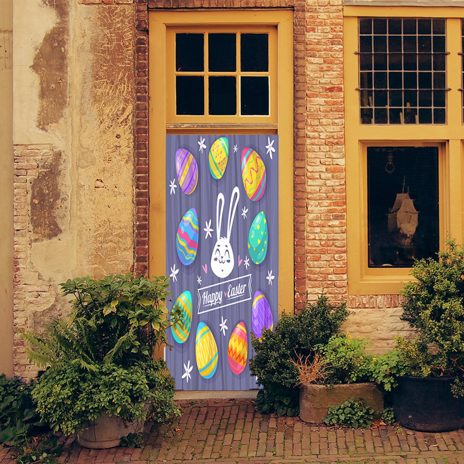 Happy Easter With Eggs Door Hanger Easter Decoration Easter - Etsy