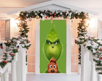 Grinch Door Cover Christmas Door Covers Grinch Door Decor - Etsy Finland