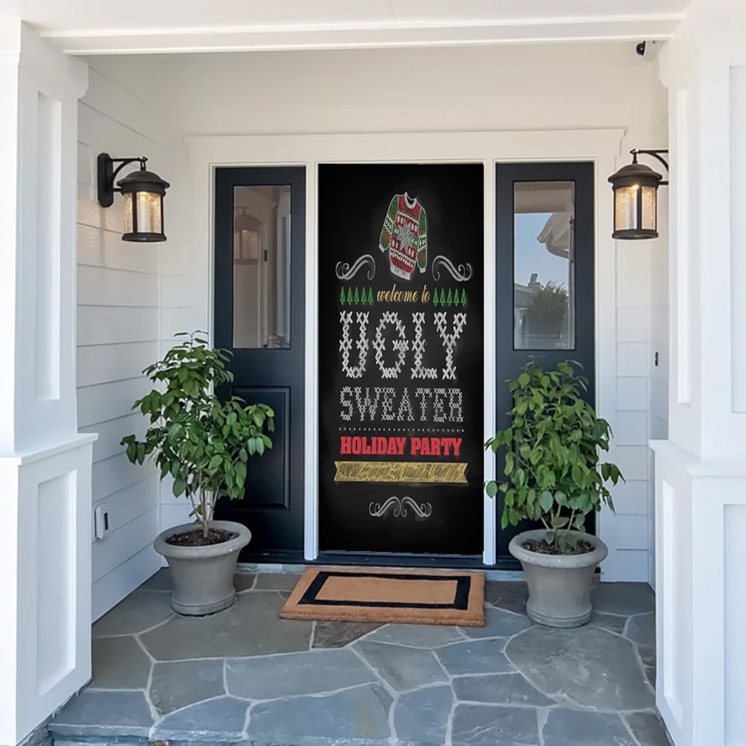 Ugly Sweater Holiday Party Door Cover - Christmas Door Decor - Etsy