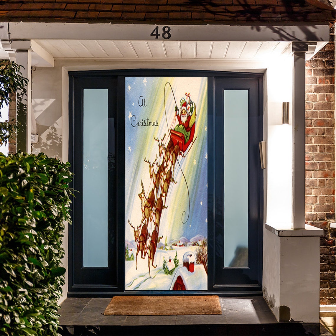 Vintage Santa's Sleigh Door Cover Christmas Door Covers - Etsy