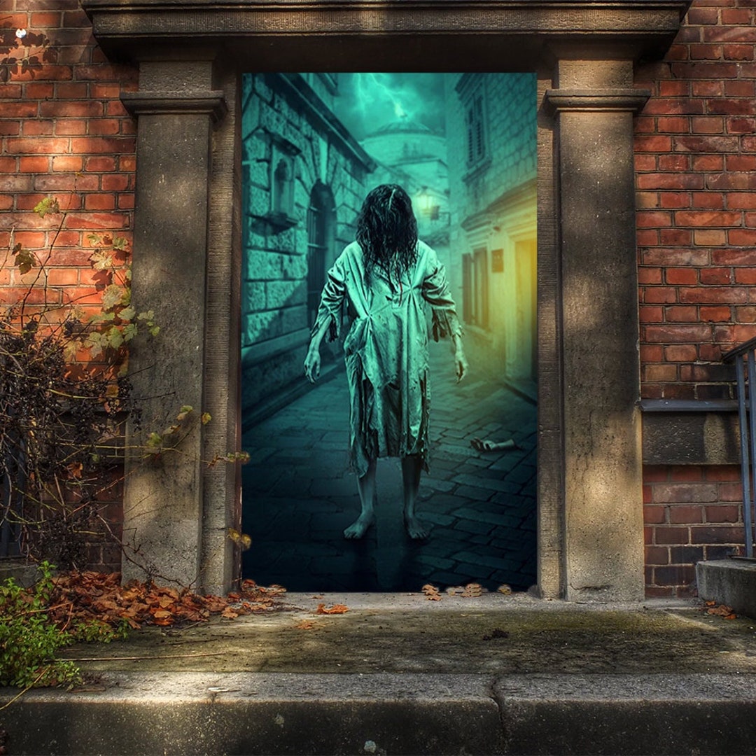 Spooky Zombie Door Cover - Halloween Outdoor Decor - Etsy