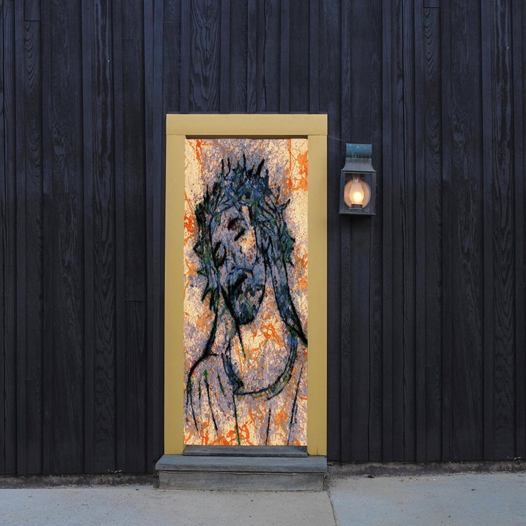 Abstract Jesus Easter Front Door Decor - Easter Door Decorations ...