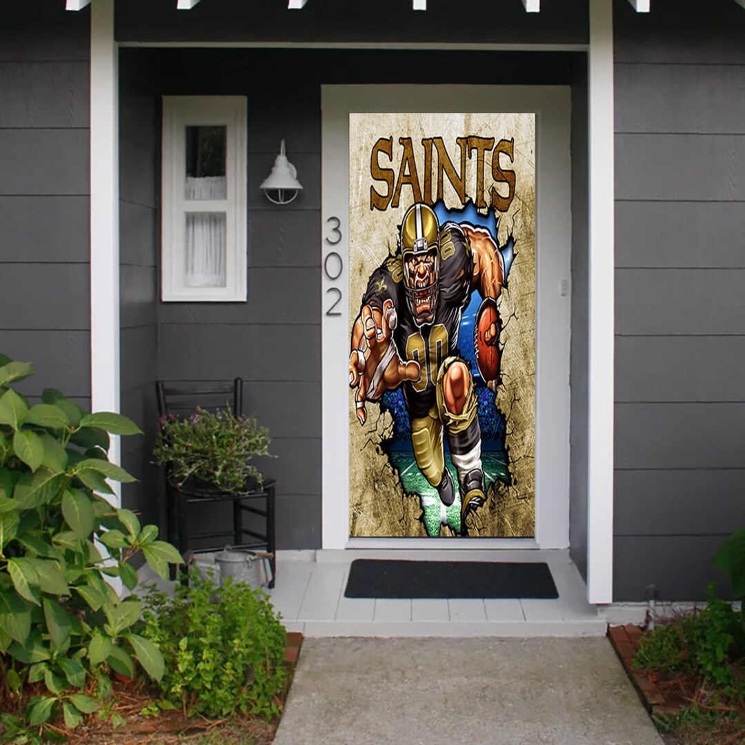New Orleans Saints Door Cover – Fabric Doorfoto, Saints Fan Decor - Etsy