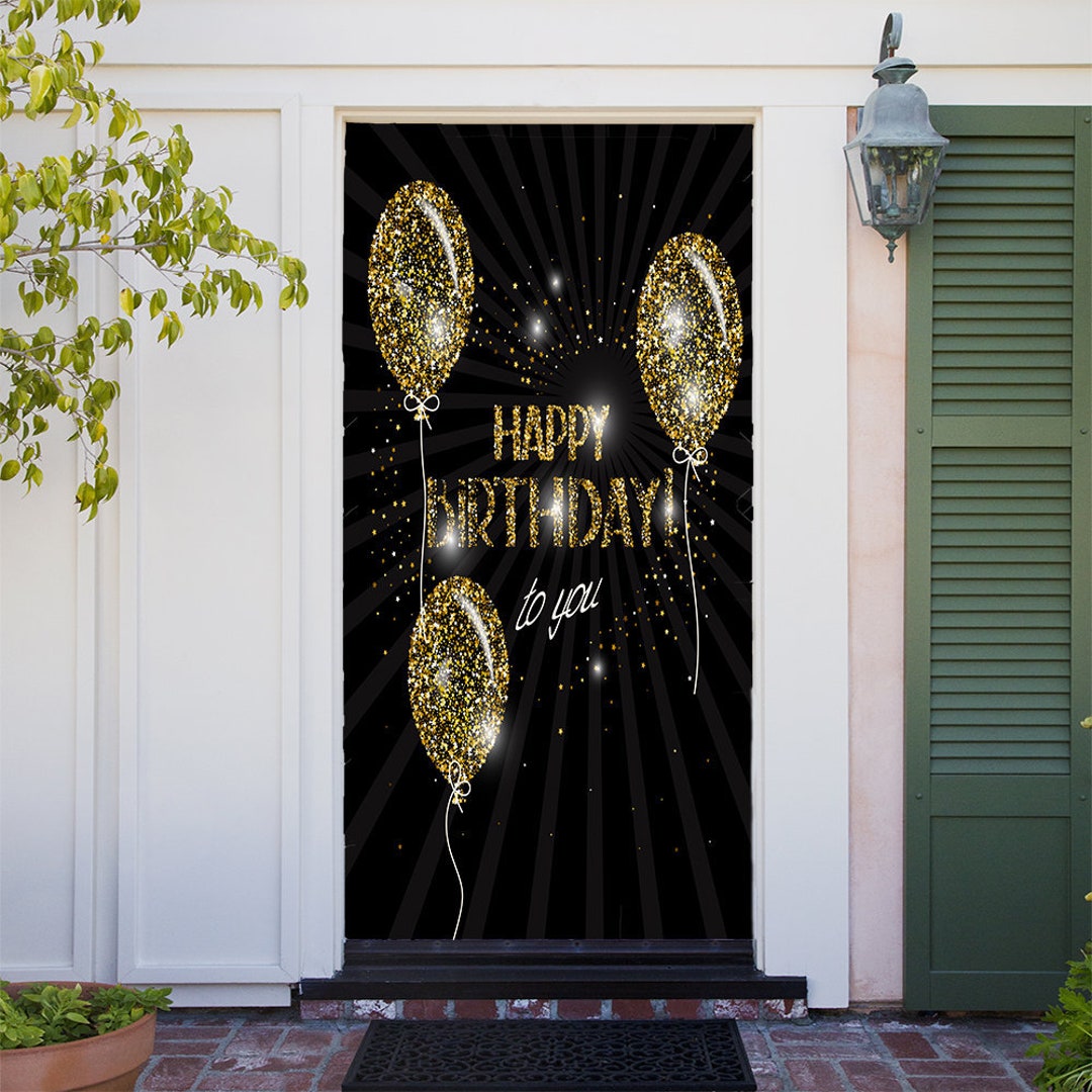 Happy Birthday With Gold Balloons Door Cover Birthday Decoration Door ...