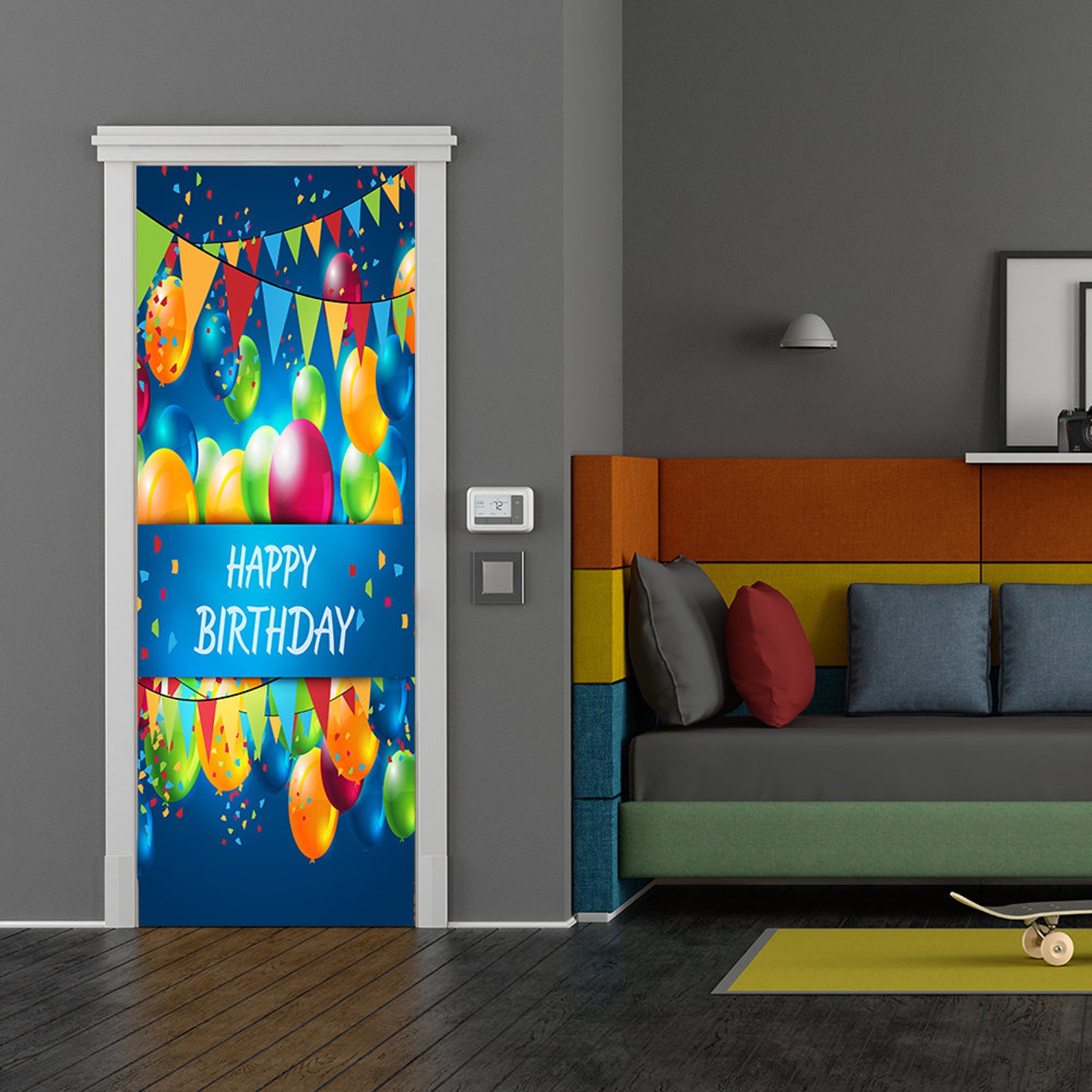 Happy Birthday With Balloons Door Decoration Door Decor - Etsy