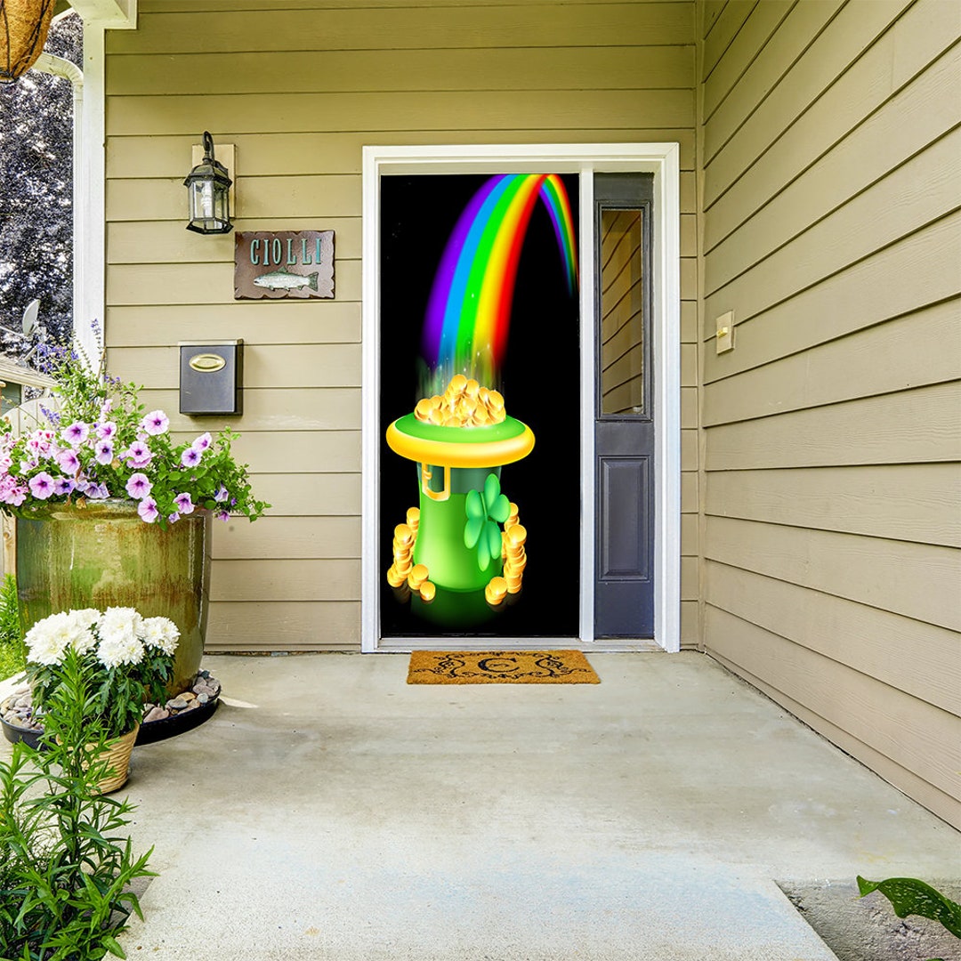 Rainbow Pot of Gold Door Decoration - St. Patrick's Day Fabric Door ...