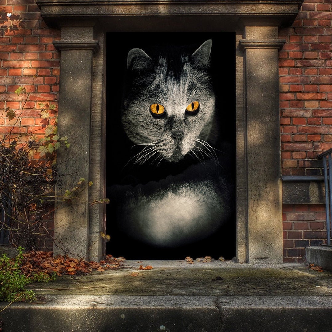 Halloween Black Cat Door Cover - Halloween Decor - Door Covers ...