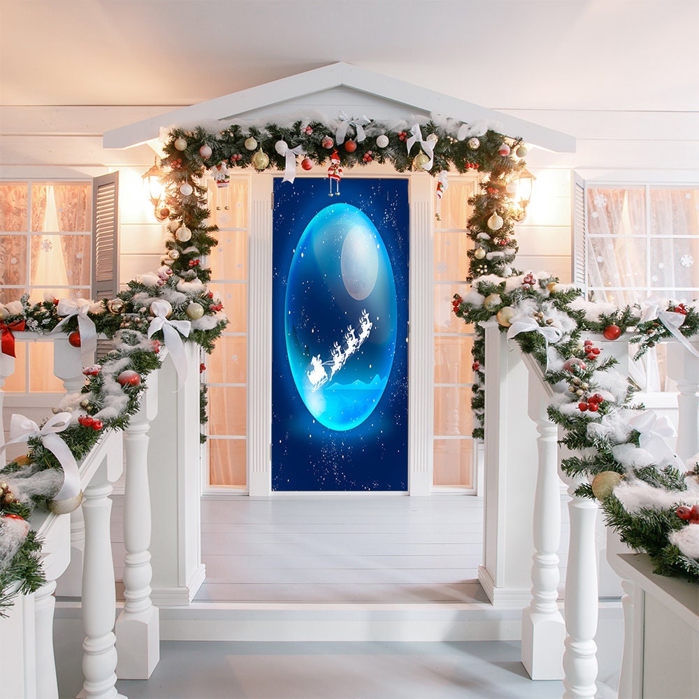 Santa's Sleigh Ride Door Decoration Christmas Door | Etsy