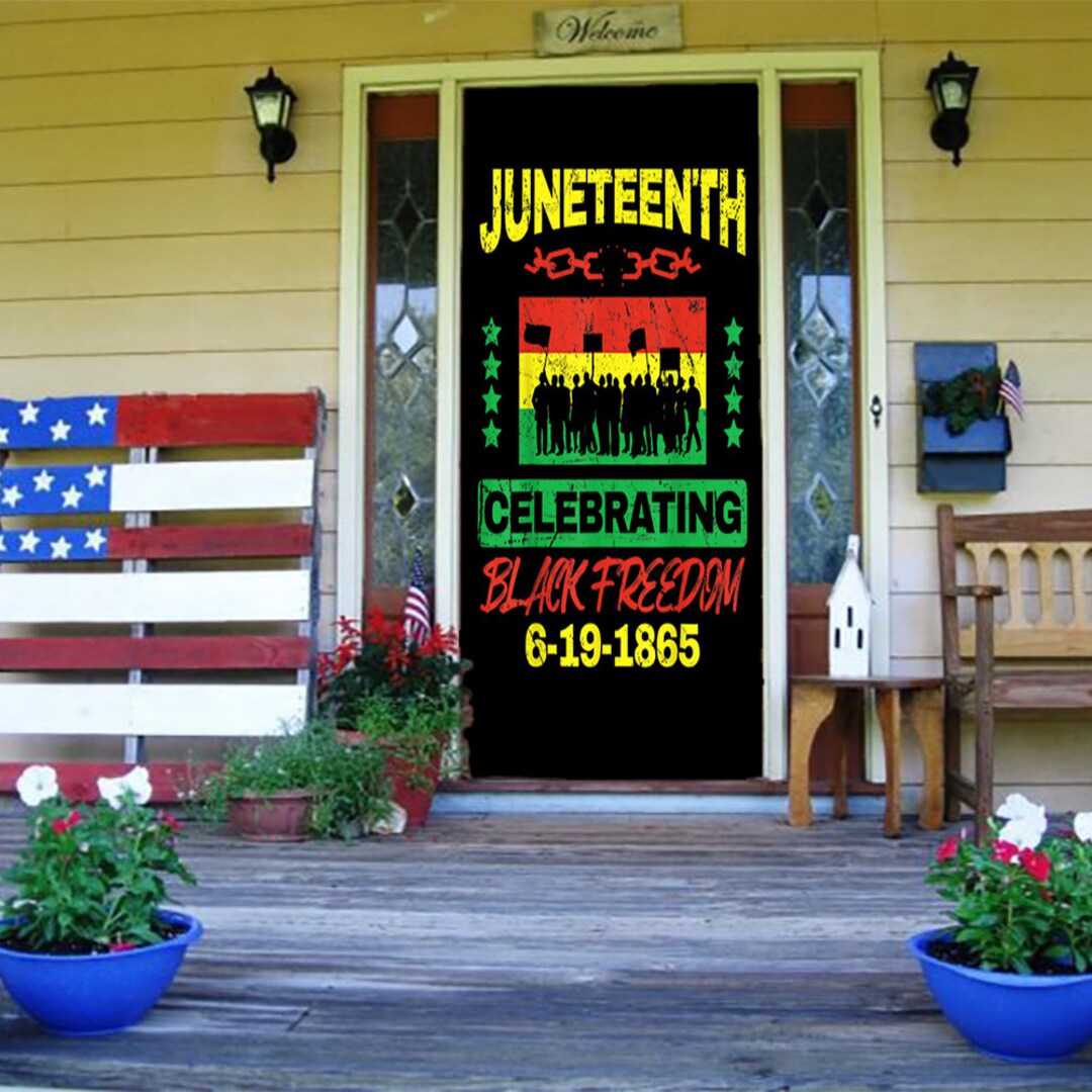 Black Freedom Door Cover Juneteenth Decorations African American Decor ...