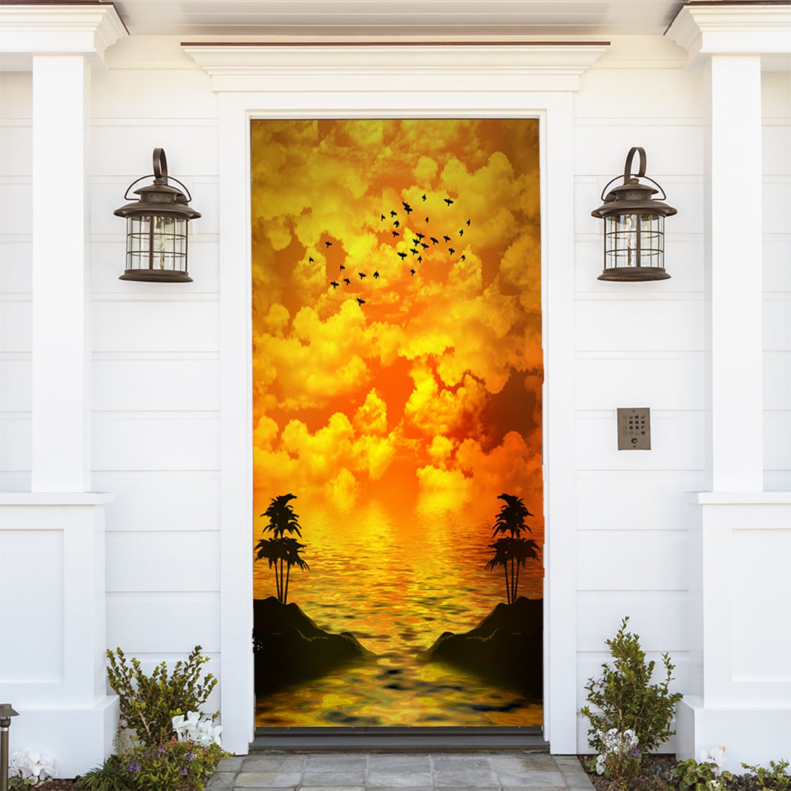 Sunset Birds Door Decoration Door Decor Door Cover Door - Etsy