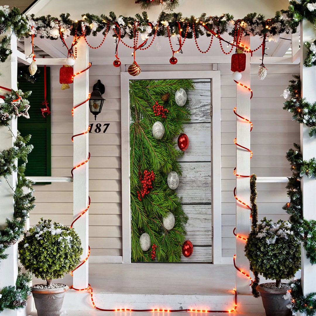 Christmas Holly Border Door Cover - Christmas Door Cover - Outdoor ...
