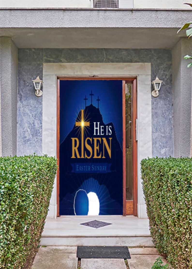 He Is Risen Easter Door Decorations Easter Front Door Decor | Etsy