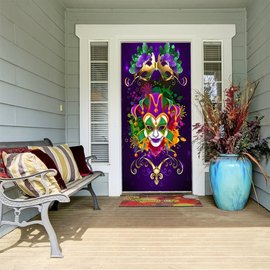 Mardi Gras Jester Door Cover - Mardi Gras Door Hanger, Mardi Gras Decor ...