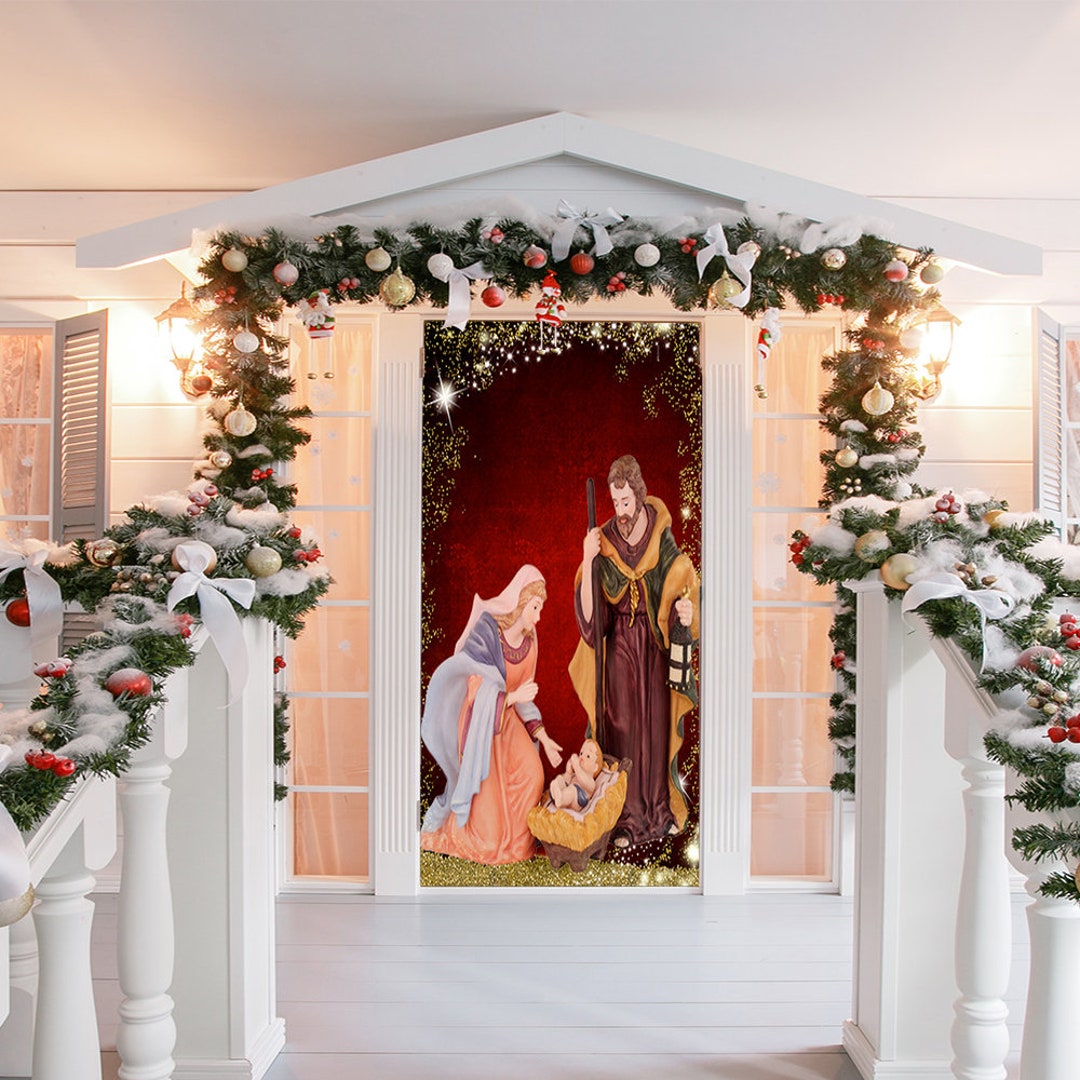 Nativity Scene Door Decoration - Christmas Door Covers - Outdoor ...