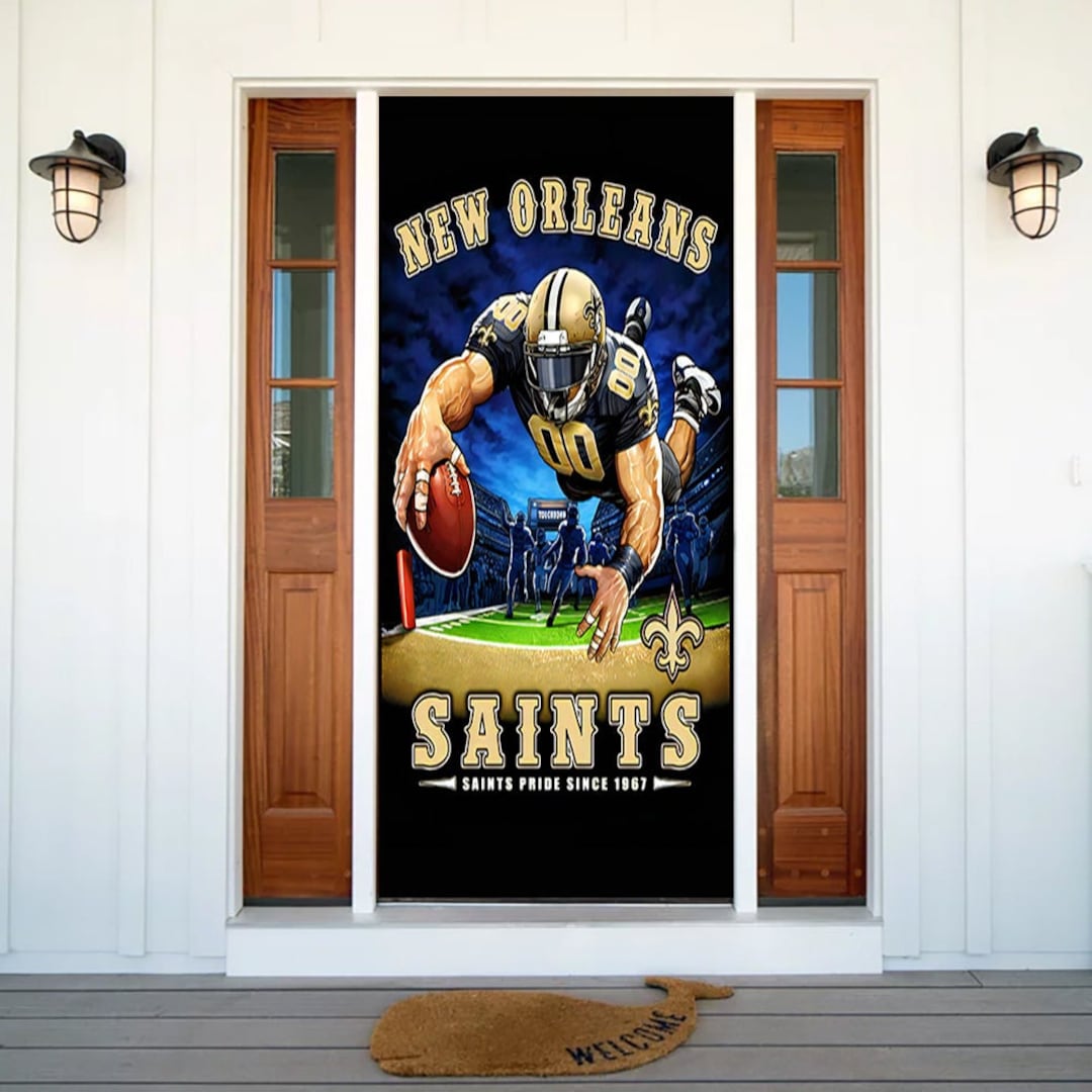 New Orleans Saints Door Cover – Washable Fabric, Saints Fan Decor - Etsy