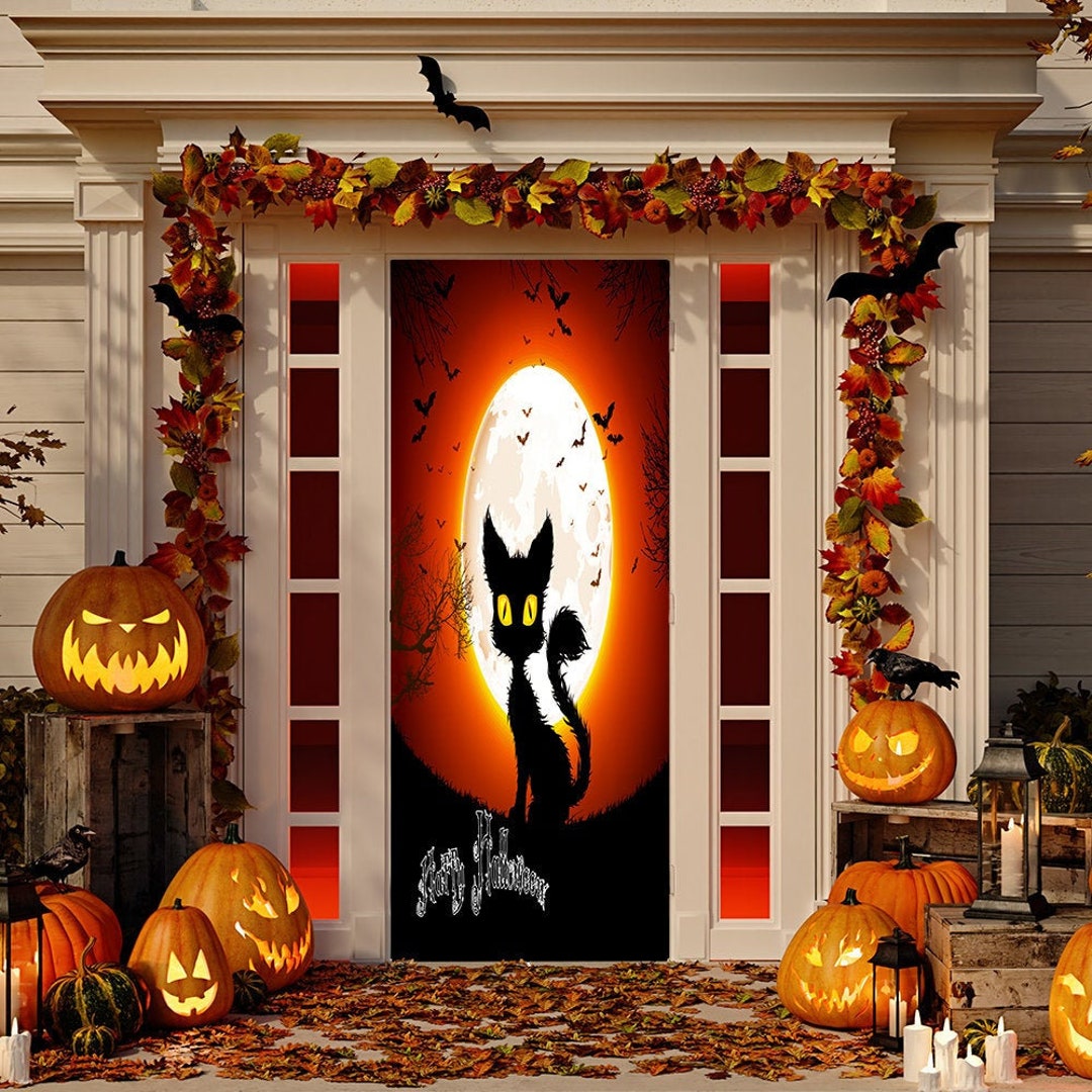 Black Cat Door Decoration - Door Decor - Door Covers - Door Posters ...
