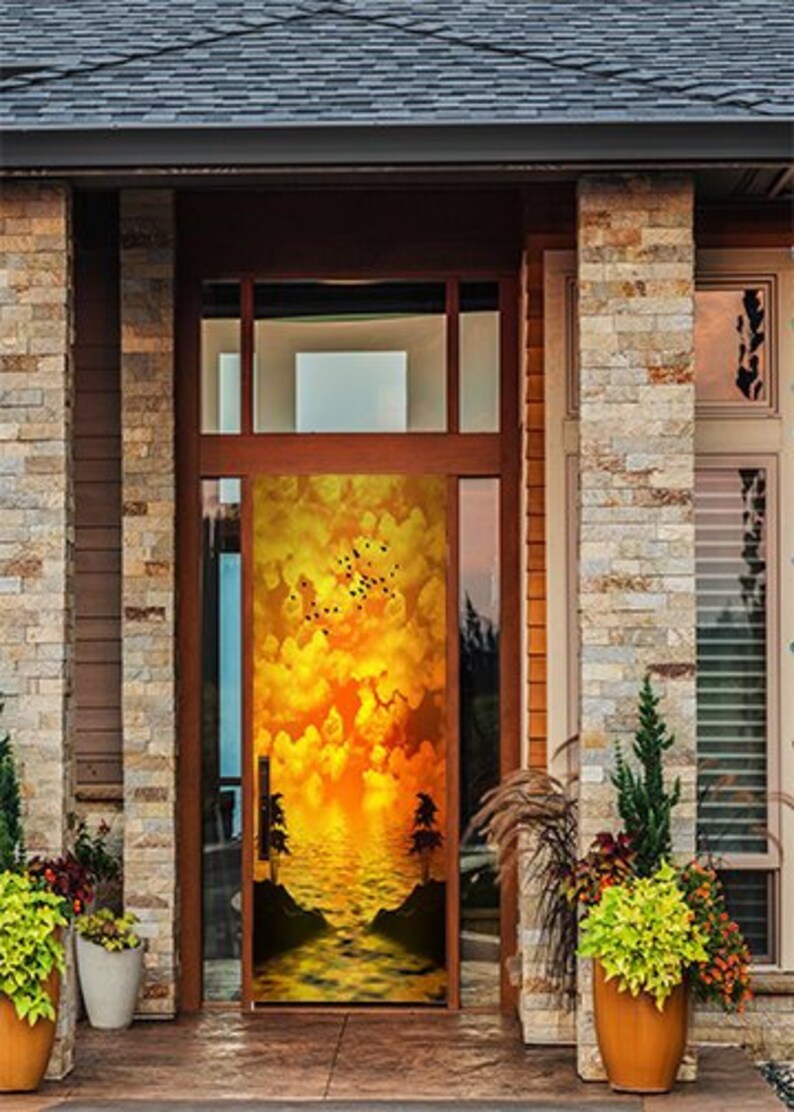 Sunset Birds Door Decoration Door Decor Door Cover Door - Etsy