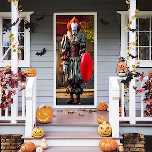 Pennywise With Balloon - Halloween Decor - Pennywise Door Cover ...