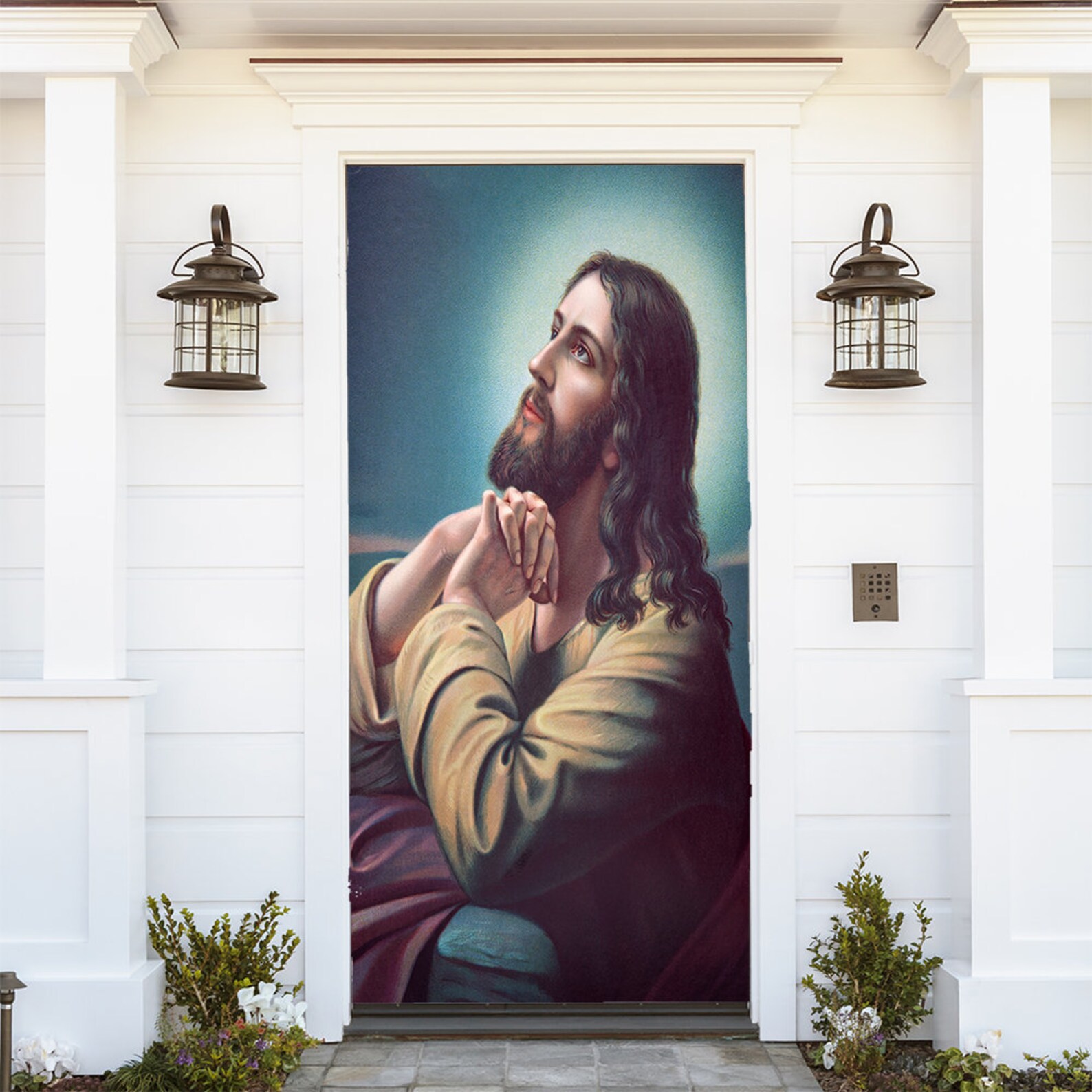 Praying Jesus Door Decoration Easter Front Door Decor - Etsy