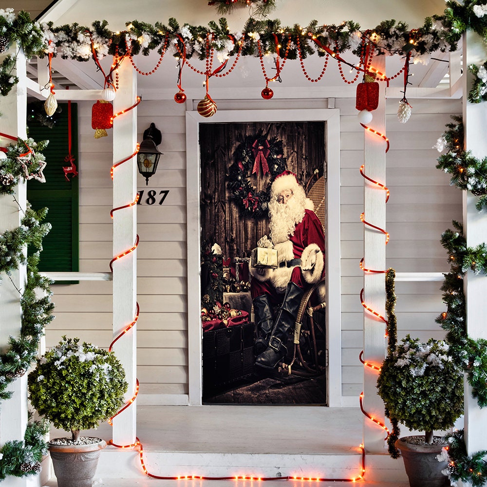 Good Old Santa Claus Door Decoration Christmas Door Covers Outdoor Christmas Decorations Front Door Decor Door Cover Home Decor Etsy UK