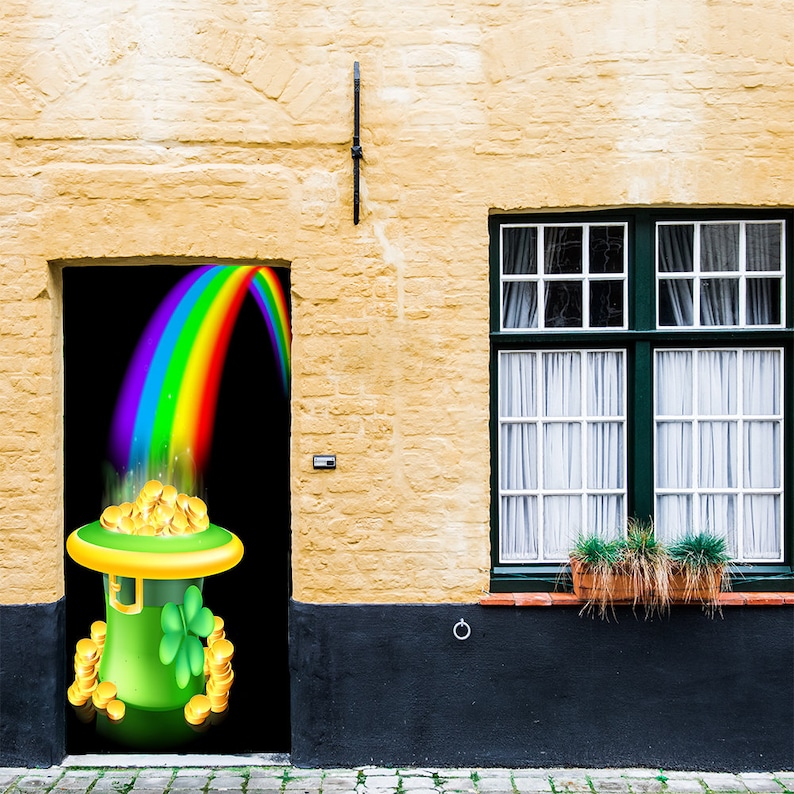 Rainbow Pot of Gold Door Decoration - St. Patrick's Day Fabric Door ...
