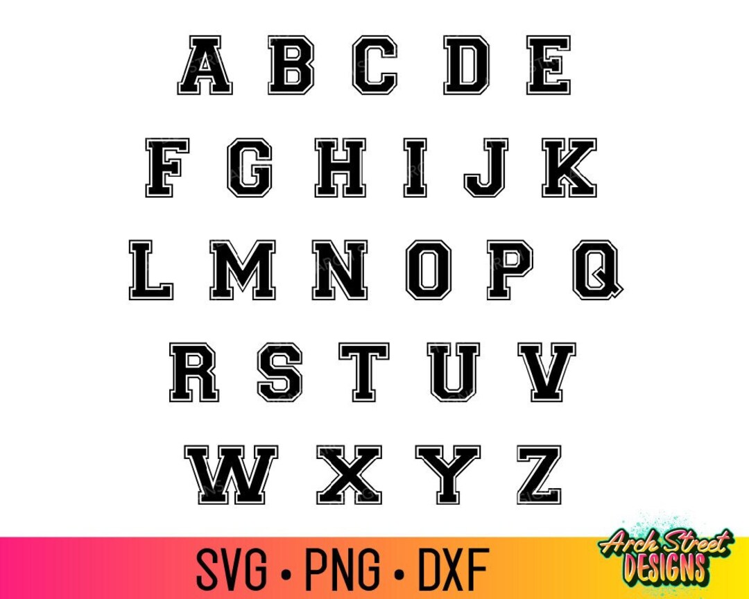 Varsity Font SVG, Svg Files for Cricut, Digital Download, Dxf Files ...