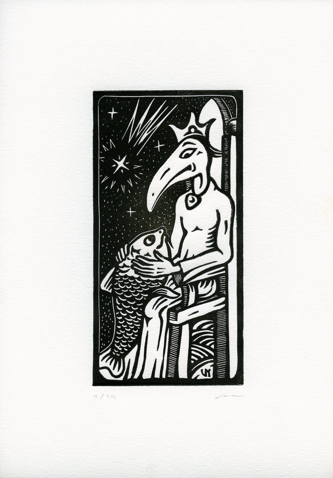 Fisher of People Linocut Print - Etsy