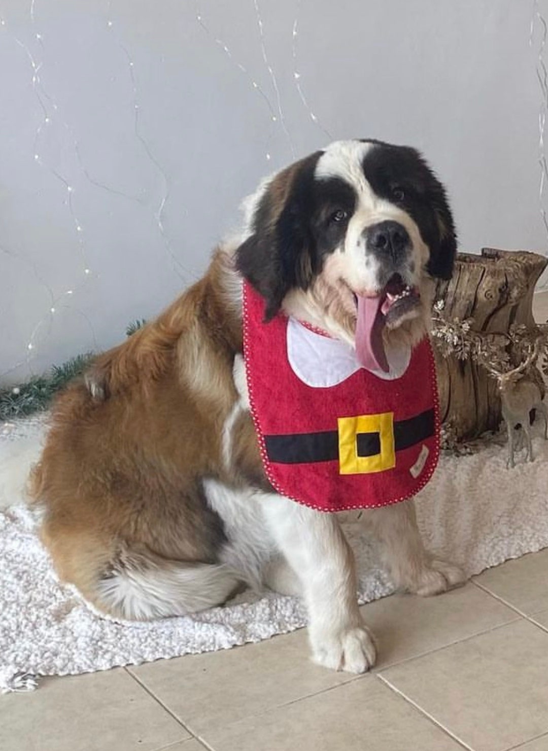 Christmas Santa Bib Giant Big Dog Drool Bib Dog Bib Saint Bernard ...