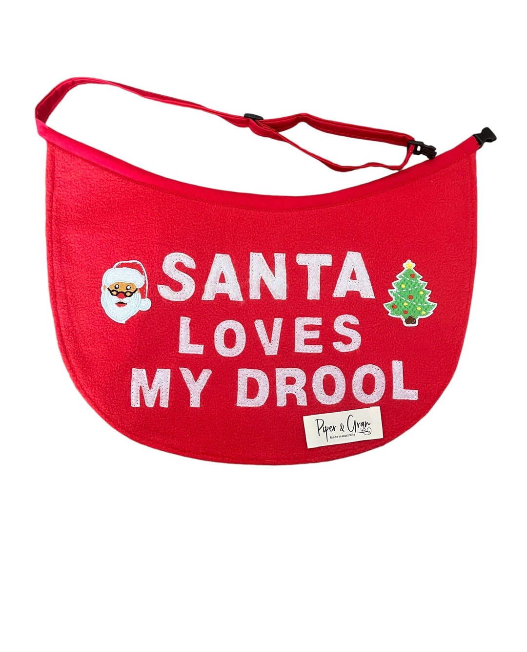 Santa Loves My Drool Clip on Bib Giant Big Dog Slobbery Dog Bib Saint ...