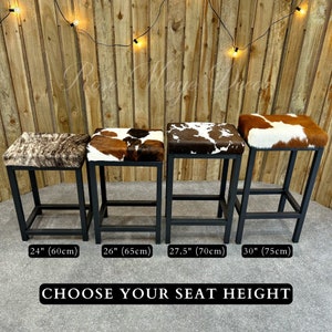 Handmade Genuine Cowhide and Steel Counter Stools / Cowhide Bar Stools ...