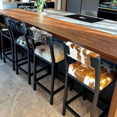Cowhide Bar Stool / Cowhide Counter Stool With Backs FP BK - Etsy UK
