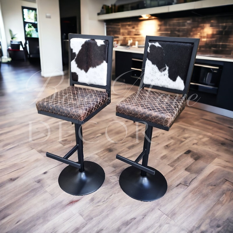 Round Cowhide Stool - Etsy