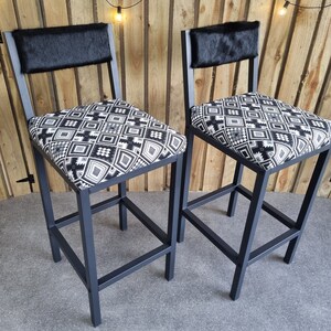 Cowhide Bar Stool | Cowhide Counter Stool With Backs Aztec Fabric (SOLD ...