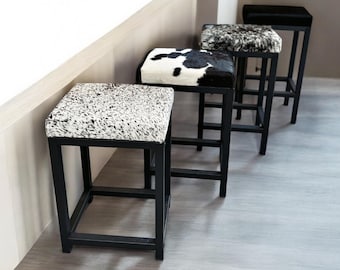 Genuine Cowhide Counter Stools / Cowhide Bar Stool Various Seat Heights ...