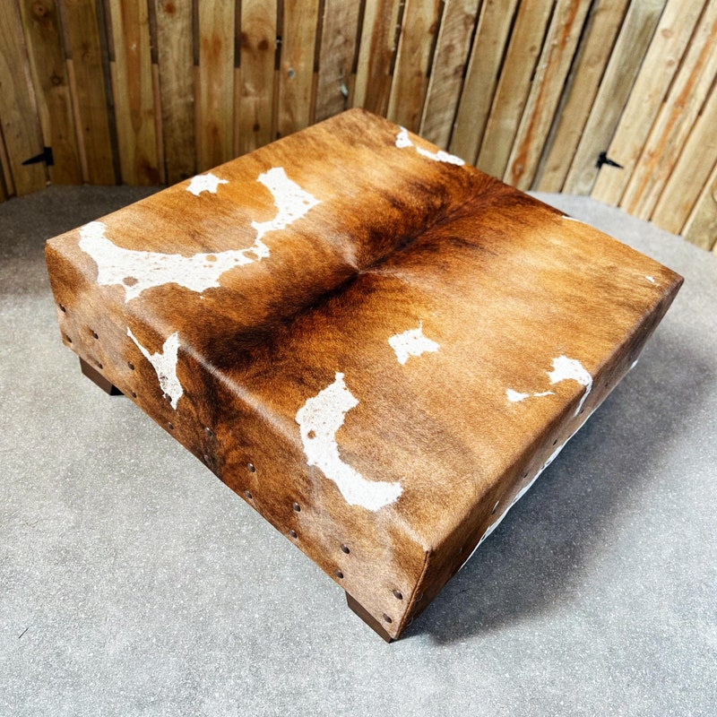 Round Cowhide Stool - Etsy