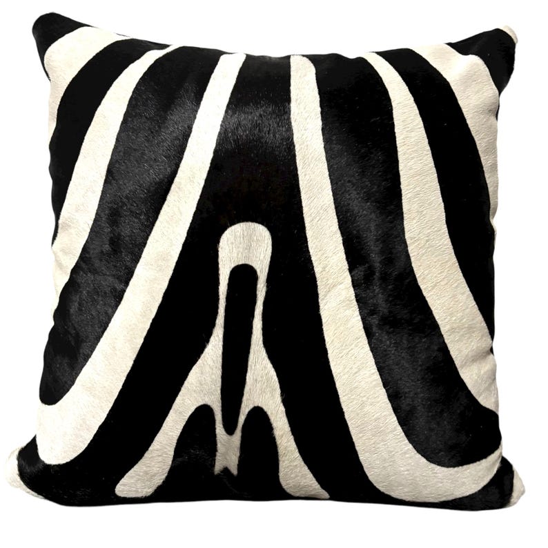 Zebra Print Genuine Cowhide Cushion Cover | Pillow Cover | Handmade ...