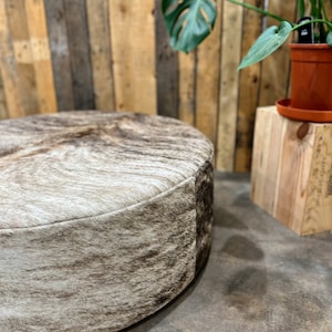 Cowhide Ottoman / Round Cowhide Footstool - Custom Made - Handmade in ...